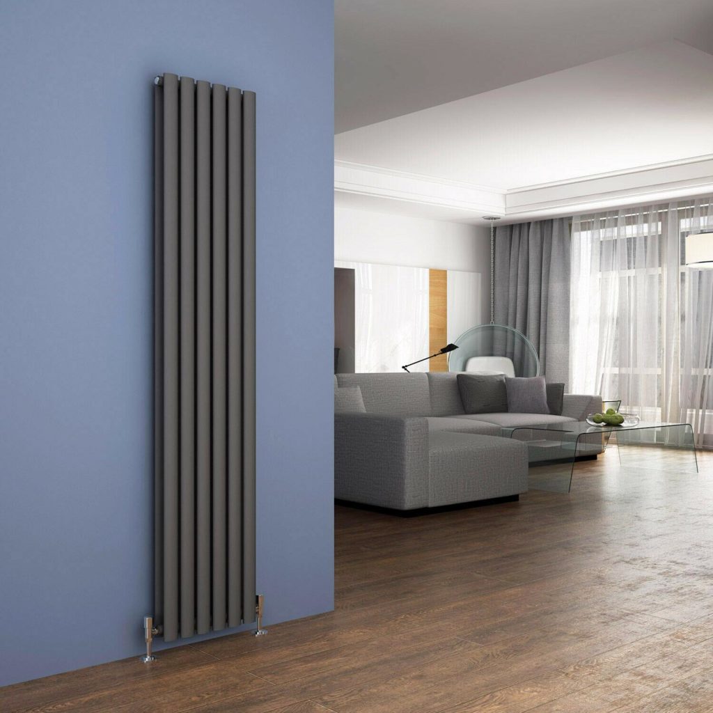 1800 High Vertical Oval Tube White & Anthracite Radiators - Heat & Things